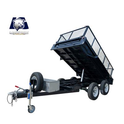 China Black 2 Axle Hydraulic Dump Trailer 3500kg ATM with 60mm 6-Leaf Springs and 1800mm RHS Drawbar for sale
