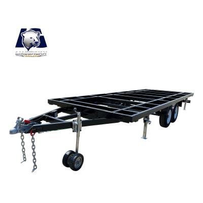 China 20FT Double Axis Tiny House Trailer 4500kg ATM Capacity with 55mm Solid Axle and Electric Brakes for sale