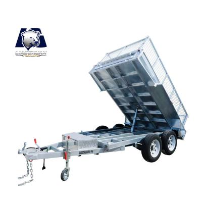 China 10x5 Tandem Axle Hydraulic Tipper Galvanized Box Trailer 3000kg ATM with 185R15LT Tires for sale