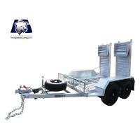 China Full Welded Scissors Lift Excavator Trailer with Aluminum Ramp ATM 3500kg 8x5 for sale
