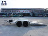China Full Welded Scissors Lift Excavator Trailer with Aluminum Ramp ATM 3500kg 8x5 for sale