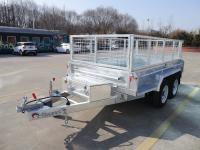China 10x5 Heavy Duty Dual Axle Hot Dip Galvanized Tipper Trailer 2 Ton Capacity for Farm Garden Construction for sale