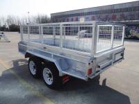 China 10x5 Heavy Duty Dual Axle Hot Dip Galvanized Tipper Trailer 2 Ton Capacity for Farm Garden Construction for sale