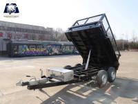China EU 8x5 Hydraulic Dual-Axis Tipper Trailer 3000kg ATM Collision Brake Fully Welded Body for sale