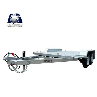 China Heavy Duty Galvanized Steel Flatbed Trailer 3500kg ATM Dual Axle with LED Lights for sale