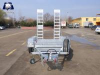China 8x5 Double Axle Hot Dip Galvanized Excavator Trailer 3000kg ATM Heavy Duty Flatbed for sale