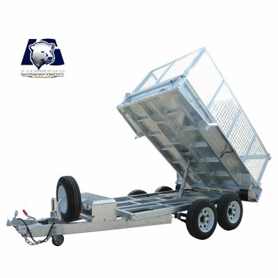 China Heavy Duty 10x5 Hot Dip Galvanized Hydraulic Tipping Trailer 3500kg ATM Dual Electric Brake for sale