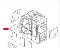 China Zax200 Zx230 Excavator Cab Glass 4448307 - 83.7cm x 39.6cm Front Lower Cockpit Replacement for sale