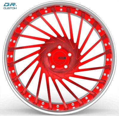 China Brushed Red Three Piece Forged Wheels ET45 3 Piece Chrome Wheels for sale