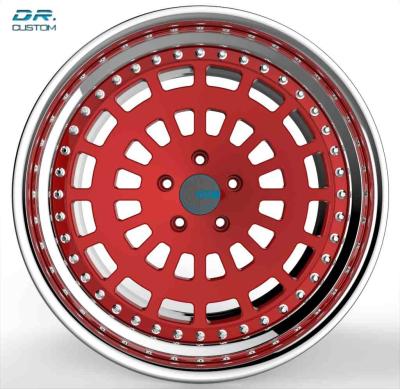 China Brushed Red Forged Step Lip Wheels ET15 5x114.3 18 Inch for sale