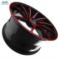 China PCD 120 18 Inch Monoblock Wheels 6061 T6 Alloy Red Black Face for sale