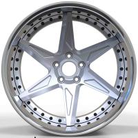 China Silver Deep Concave Forged Wheels 3 Piece 18 Inch Big Lip Rim for sale