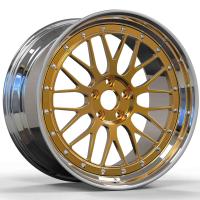 China 2 Piece Deep Dish Forged Wheels Rims 23 Inch Brushed Gold Disk for sale