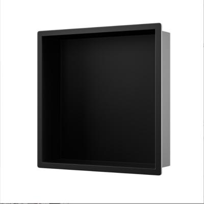 China Matte Black Stainless Steel Shower Niche 12x20 Inch Bathroom Tile Insert Shelf for sale