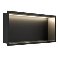 China Matte Black Stainless Steel Shower Niche 12x20 Inch Bathroom Tile Insert Shelf for sale