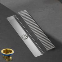 China Stainless Steel Linear Floor Drain 80x200mm Brushed Finish for Bathroom Shower Anti Odor for sale