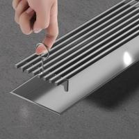 China Stainless Steel Linear Floor Drain 80x200mm Brushed Finish for Bathroom Shower Anti Odor for sale