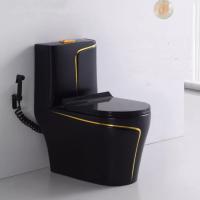 China Black and Gold One Piece Toilet S-Trap Flushing 600x600mm Vanity Toilet for Foshan Market for sale