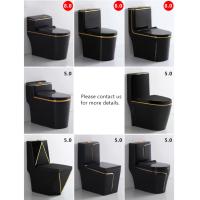 China Black and Gold One Piece Toilet S-Trap Flushing 600x600mm Vanity Toilet for Foshan Market for sale