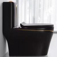 China Black and Gold One Piece Toilet S-Trap Flushing 600x600mm Vanity Toilet for Foshan Market for sale