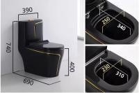 China Black and Gold One Piece Toilet S-Trap Flushing 600x600mm Vanity Toilet for Foshan Market for sale