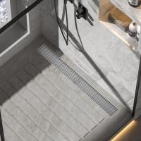 China Stainless Steel Linear Floor Drain 80x200mm Brushed Finish for Bathroom Shower Anti Odor for sale