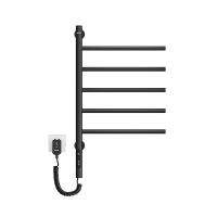 China Single Black Bathroom Heated Towel Warmer Rack 304 Stainless Steel 50-60cm Wall Mounted Electric Towel Rack for sale