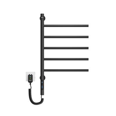 China Single Black Bathroom Heated Towel Warmer Rack 304 Stainless Steel 50-60cm Wall Mounted Electric Towel Rack for sale