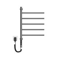 China Single Black Bathroom Heated Towel Warmer Rack 304 Stainless Steel 50-60cm Wall Mounted Electric Towel Rack for sale
