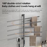 China Single Black Bathroom Heated Towel Warmer Rack 304 Stainless Steel 50-60cm Wall Mounted Electric Towel Rack for sale