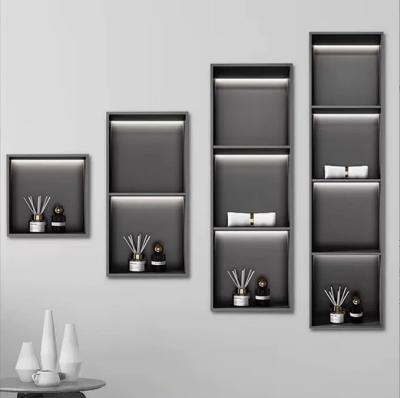 China Stainless Steel Shower Niche Recessed Storage Shelf Brushed Black 300x600mm for sale