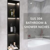 China Stainless Steel Shower Niche Recessed Storage Shelf Brushed Black 300x600mm for sale