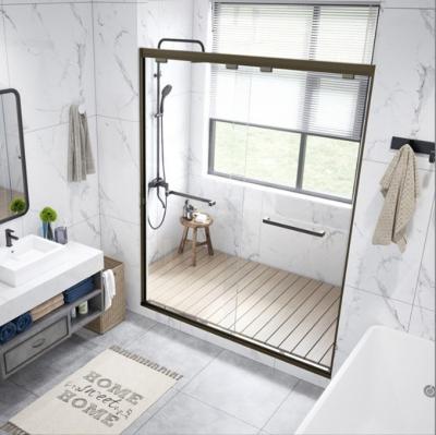 China Stainless Steel Sliding Shower Enclosure 6mm Tempered Glass Black Finish Custom Size for sale