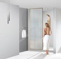 China Rose Gold Stainless Steel Corner Shower Enclosure 90cm Sliding Door for sale