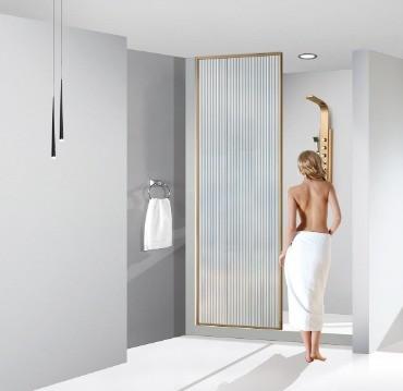 China Rose Gold Stainless Steel Corner Shower Enclosure 90cm Sliding Door for sale