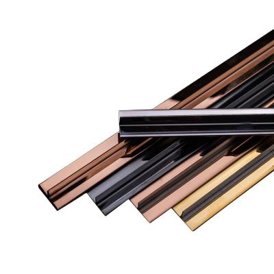 China Painted Gold Mirror Polished Stainless Steel T Shape Tile Trim 1kg for Wall Decoration for sale