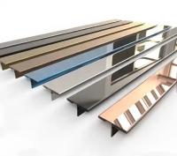 China Painted Gold Mirror Polished Stainless Steel T Shape Tile Trim 1kg for Wall Decoration for sale