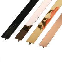 China Brushed Stainless Steel T-Shaped Tile Corner Trim 2.5m Length Non-Alloy Metal Edge Strip for sale