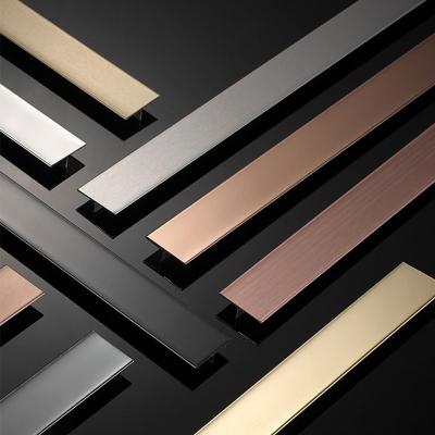 China 201 304 Stainless Steel T Profile Tile Trim Strip Mirror Gold PVD Polished for Wall Floor Decoration for sale