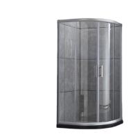 China Custom Half Round Sliding Swing Shower Door Enclosure Matte Black Stainless Steel 8mm Tempered Glass for sale