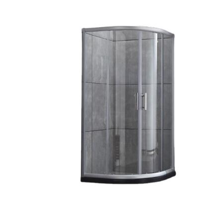 China Custom Half Round Sliding Swing Shower Door Enclosure Matte Black Stainless Steel 8mm Tempered Glass for sale