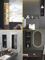 China Waterproof Stainless Steel Shower Shelf Matte Black 12x20 Inch Bathroom Storage for sale