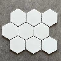 China Modern White Ceramic Hexagon Floor Tile 600x600mm with Honeycomb Glass Mosaic for sale