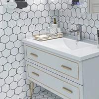 China Modern White Ceramic Hexagon Floor Tile 600x600mm with Honeycomb Glass Mosaic for sale