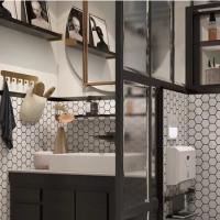 China Modern White Ceramic Hexagon Floor Tile 600x600mm with Honeycomb Glass Mosaic for sale
