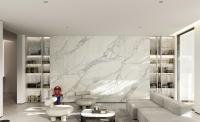 China Marble Look Glossy Polished Glazed Porcelain Slab Wall Tile 1200x2400mm 9mm Thick for Living Room for sale