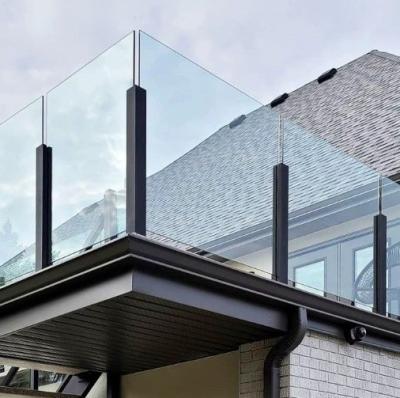 China Mirror Polish Stainless Steel Balcony Glass Railing 1100mm Height with Holder for sale