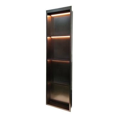 China Brushed Stainless Steel Shower Niche 16x12 Inch Recessed Wall Storage Shelf for sale