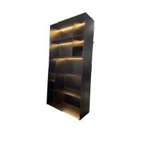 China Antique Wooden Wine Cabinet Bar with Glass Display and Stainless Steel Wine Rack 18 Bottle for sale