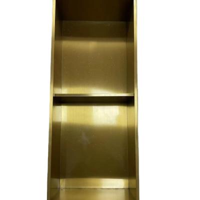 China Brushed Stainless Steel Shower Niche with LED Gold Trim 12x20 Inch Bathroom Storage Shelf for sale